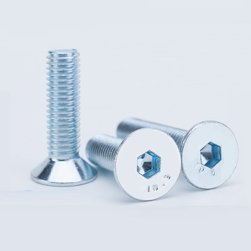 White Blue Zinc Plated DIN7991Flat Head Hex Socket Bolts - bolts nuts screws fasteners ...